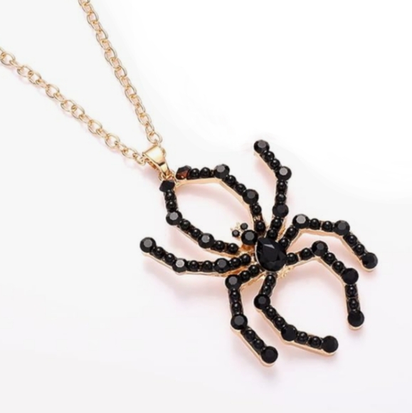 Boutique | Jewelry | Black Rhinestone Spiders Crystal Goth Necklace ...
